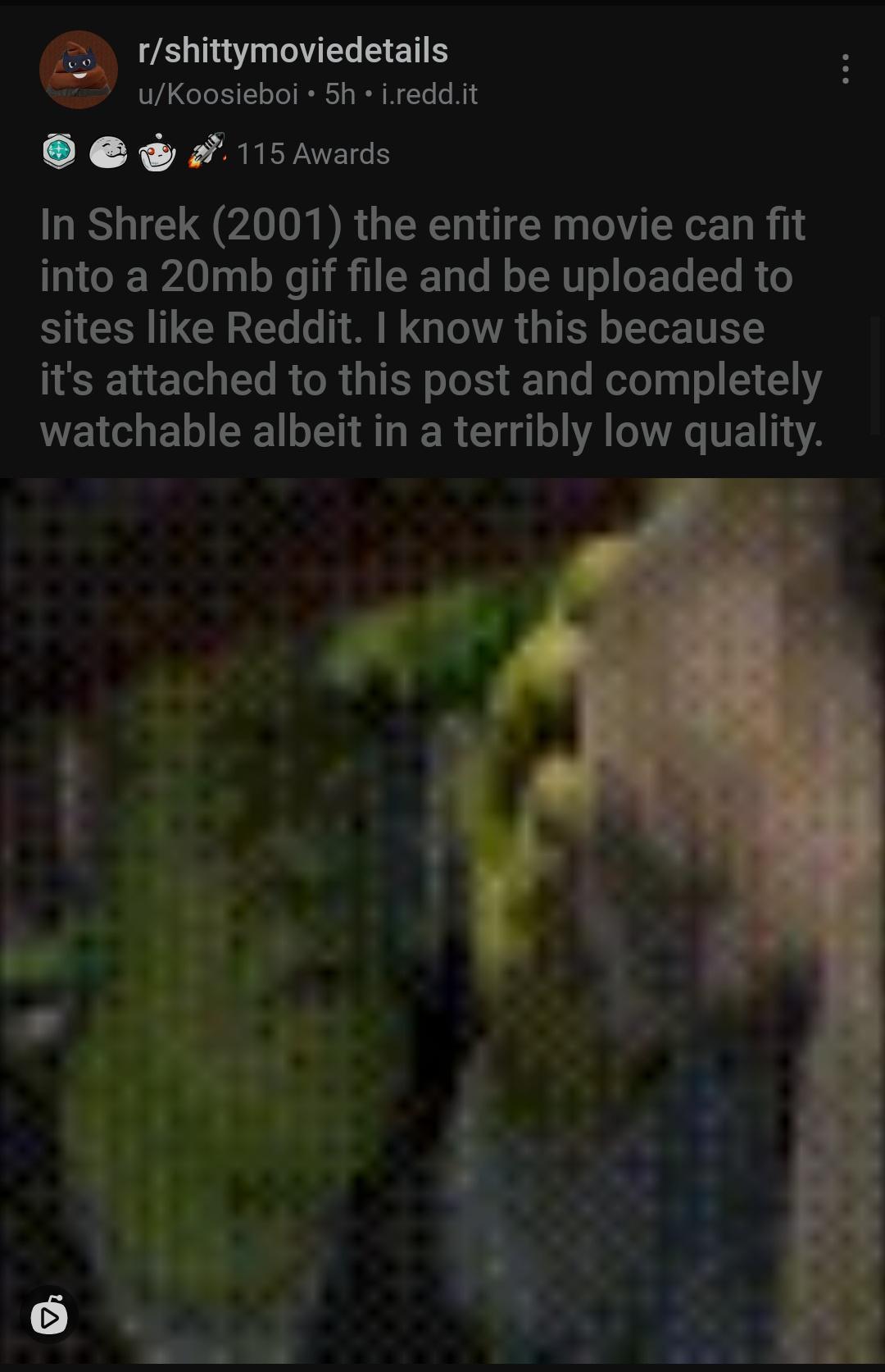 Absolute Madlad uploads the entire Shrek movie on Reddit as a GIF | /r ...