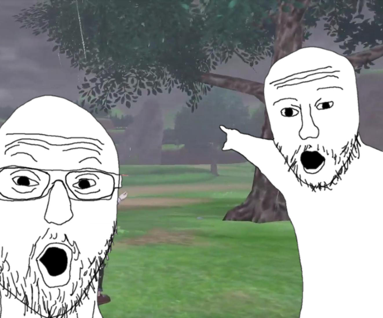 Lookie at that tree | Two Soyjaks Pointing | Know Your Meme