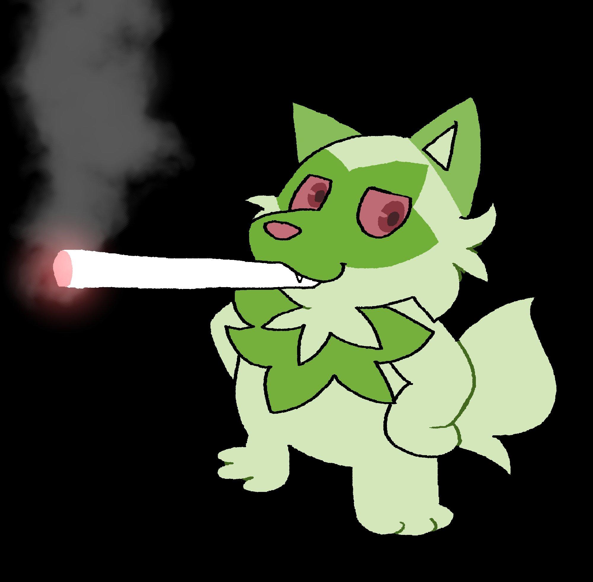 Sprigatito smoking a fat dart | Sprigatito | Know Your Meme