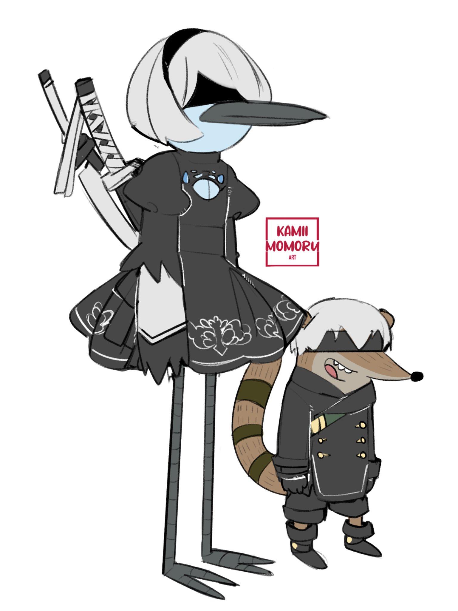 2B and 9S | Regular Show | Know Your Meme