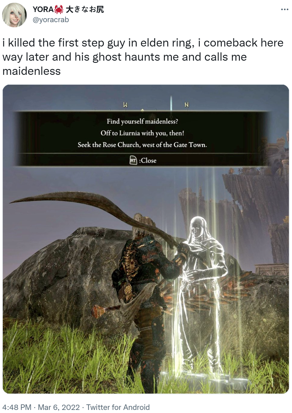 coming back from the grave to call you a virgin | No Maidens ...