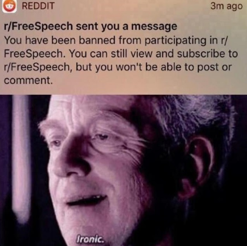 Not surprising coming from Reddit anyway | Emperor Palpatine "Ironic ...