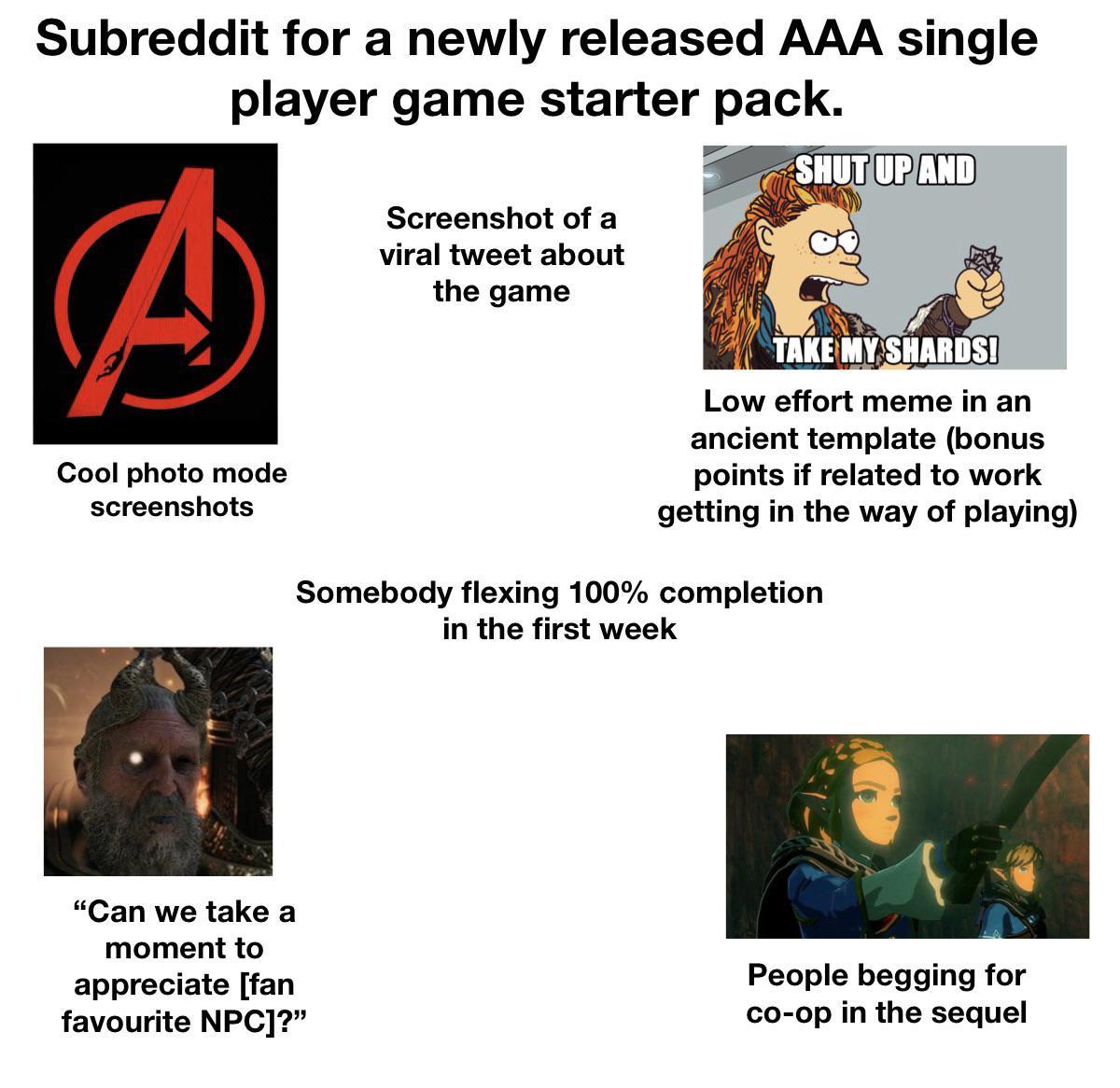 Subreddit for a newly released AAA game starter pack | /r/starterpacks ...