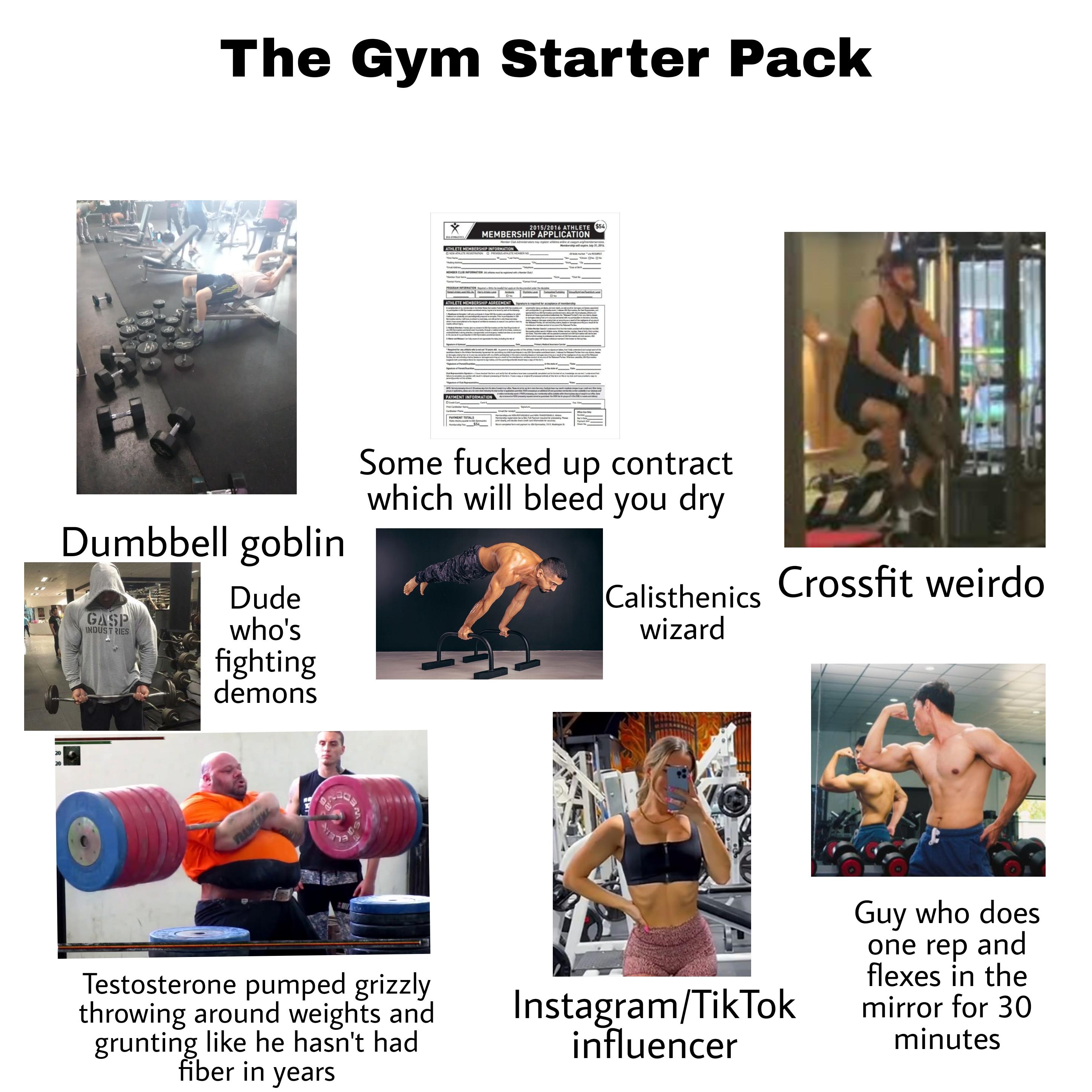 The Gym Starter Pack | /r/starterpacks | Starter Packs | Know Your Meme