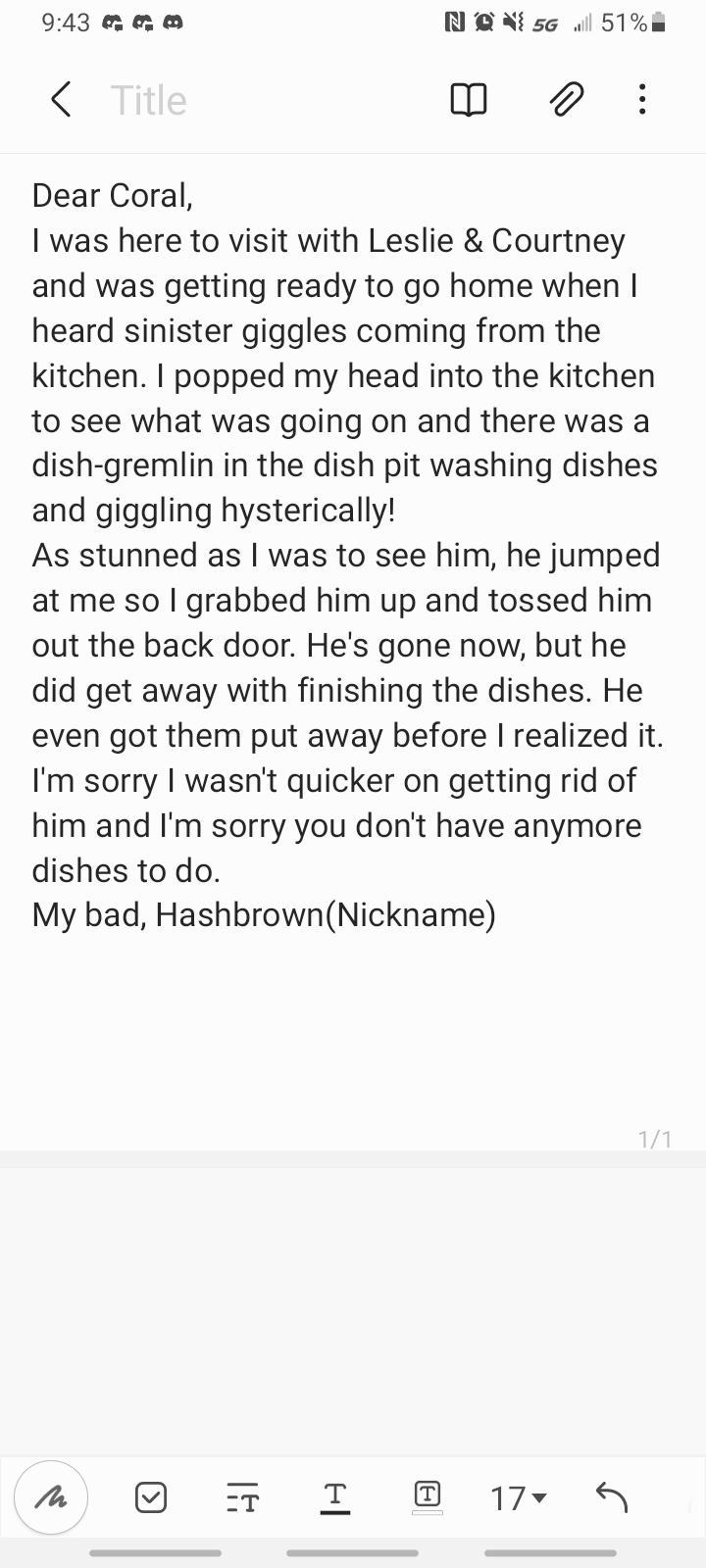 Coworker left me a cute message (typed it out so you could read it ...