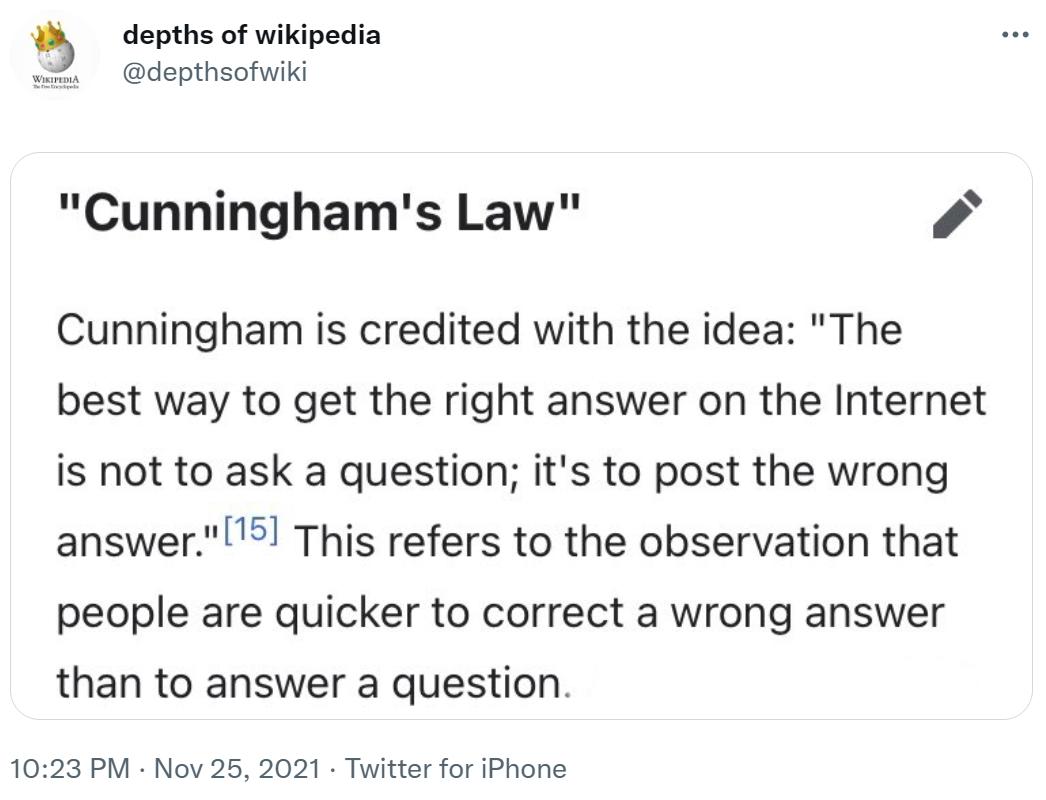 Cunningham's Law | Depths of Wikipedia | Know Your Meme