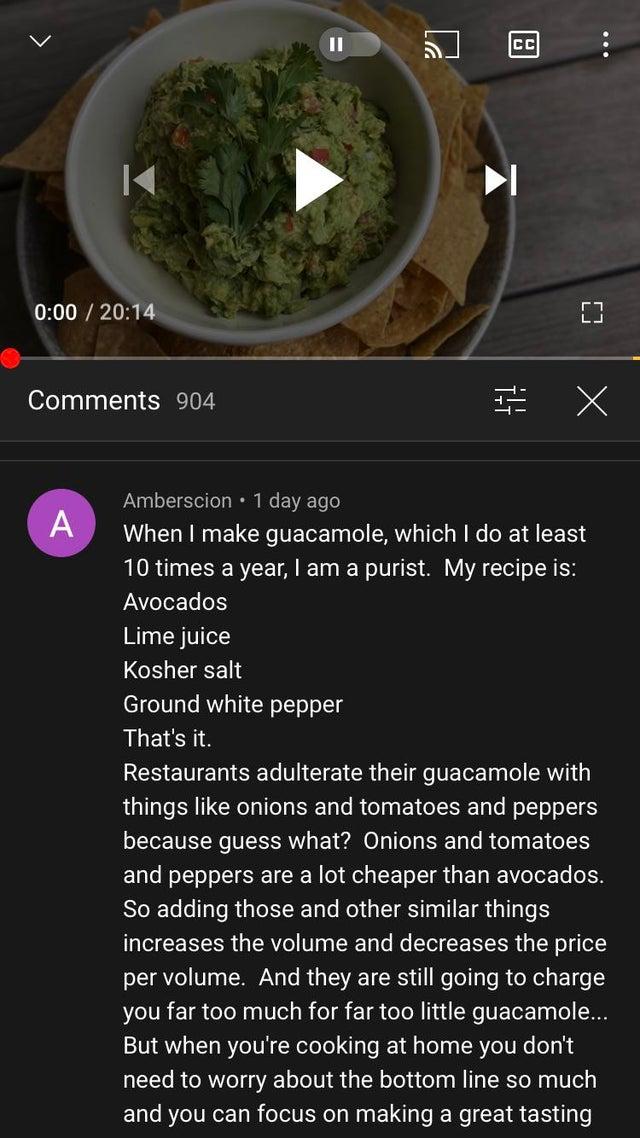 Guacamole Purist | Know Your Meme