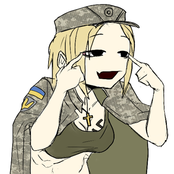 Azov-chan making a mocking grimace | Azov-Chan / Marichka | Know Your Meme
