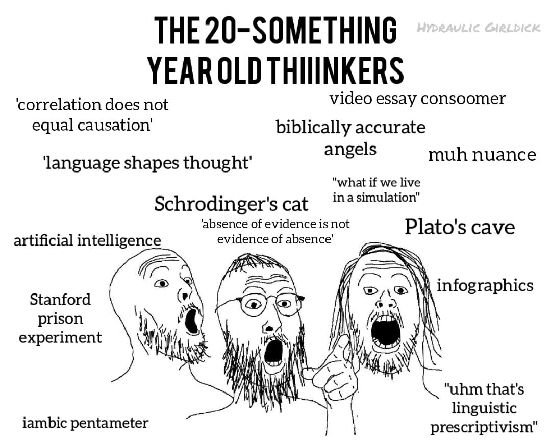 The 20-Something Year Old Thiiinkers | Oomer Wojaks | Know Your Meme