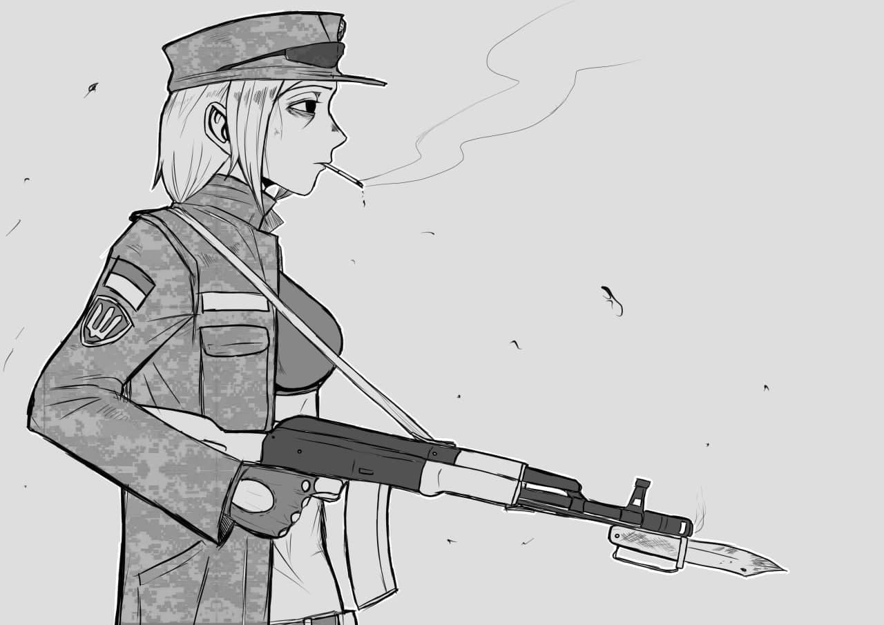 Azov-Chan (Marichka) with her gun | Azov-Chan / Marichka | Know Your Meme