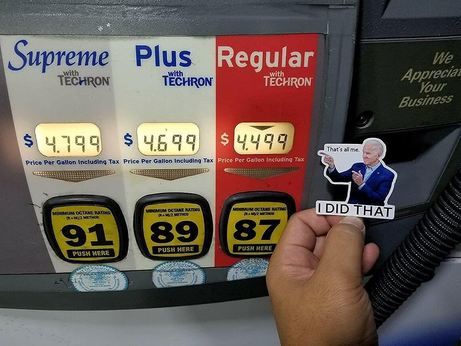 I Did That Joe Biden Sticker Next to a Gas Pump | Gas Station Stickers ...