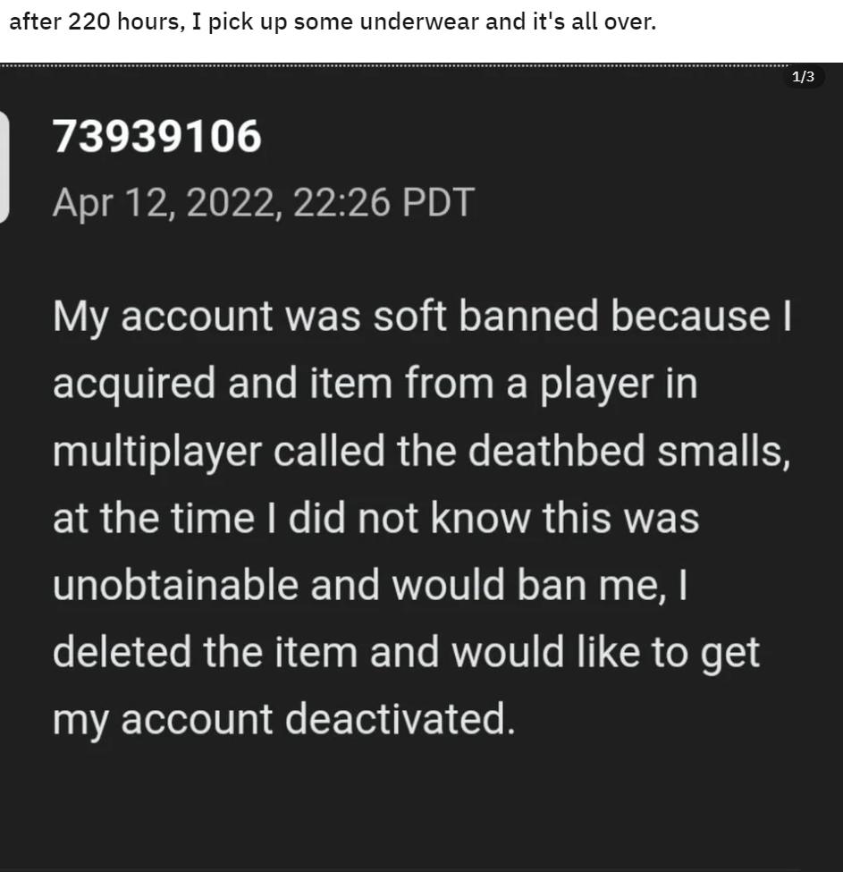 after 220 hours, I pick up some underwear and it's all over. | Deathbed ...