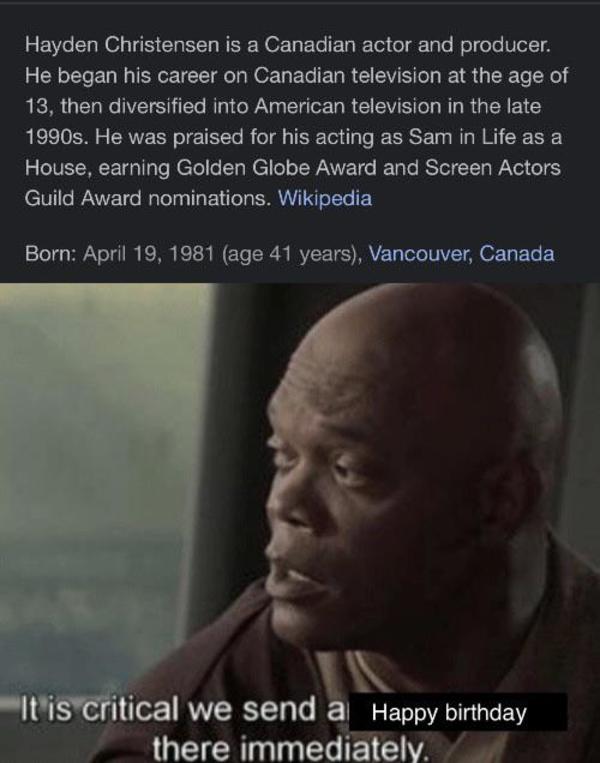 It’s Hayden’s birthday guys | /r/PrequelMemes | Prequel Memes | Know ...