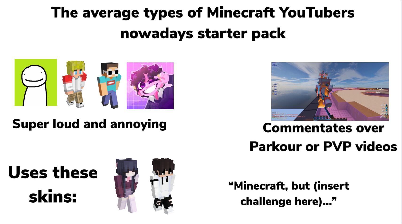 Average Minecraft YouTubers nowadays starter pack | /r/starterpacks ...