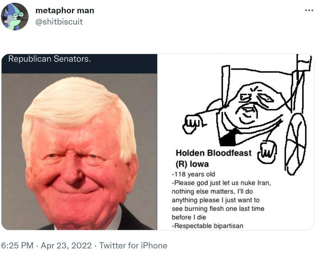 Holden Bloodfeast (R) Iowa | Senator Facemorph | Know Your Meme