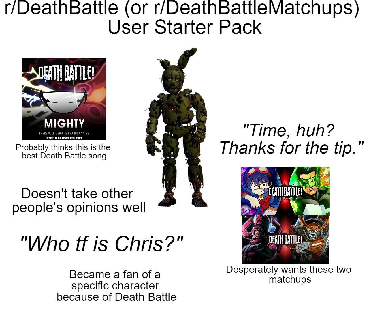 Death Battle Fan Starter Pack r starterpacks Starter Packs Know Death Battle Fan Starter Pack r starterpacks Starter Packs Know