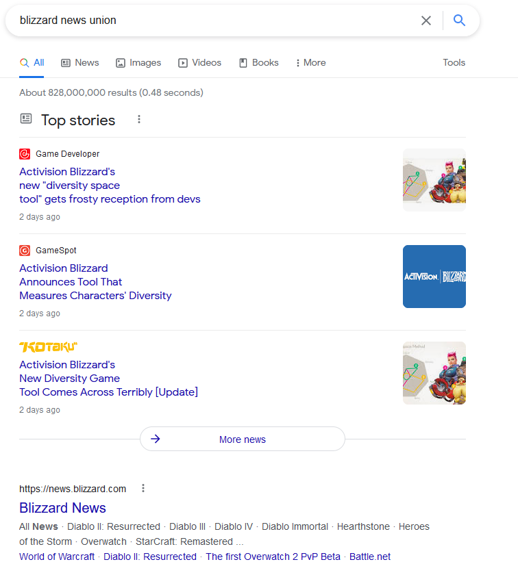 (Union Busting/Diversity Chart) Google Research on Blizzard, even with ...