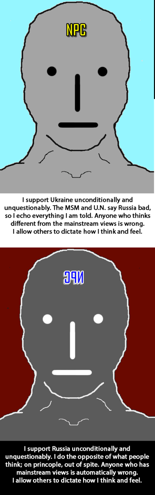 The reflection of an NPC is no better | NPC Wojak | Know Your Meme