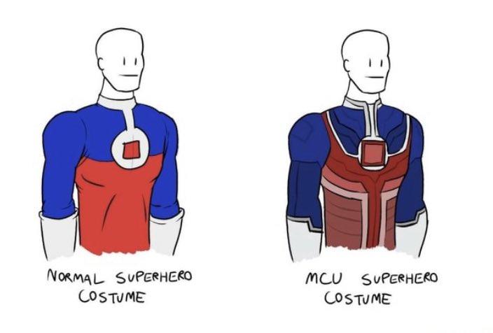 Normal superhero costume vs MCU costume | Marvel Cinematic Universe ...