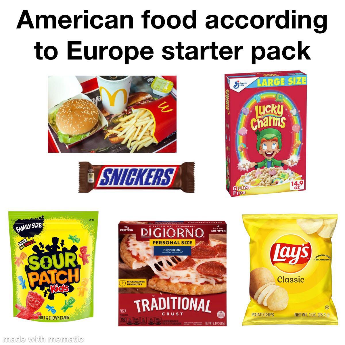 American Food according to the rest of the world starter pack | /r ...
