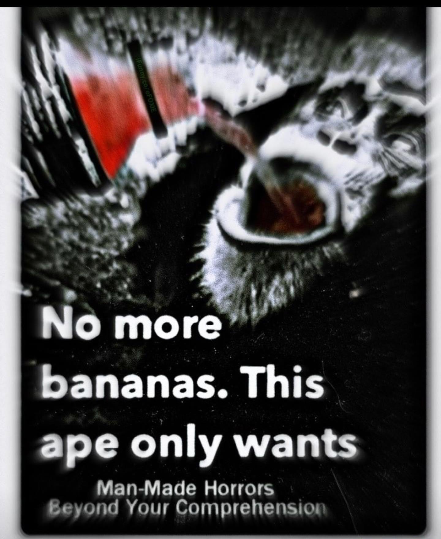 No More Bananas. This Ape Only Wants Man-Made Horrors (meme) | No More ...