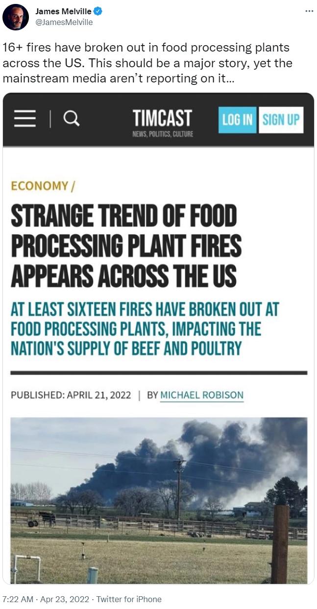 This should be a major story... | Food Processing Plants Fires ...