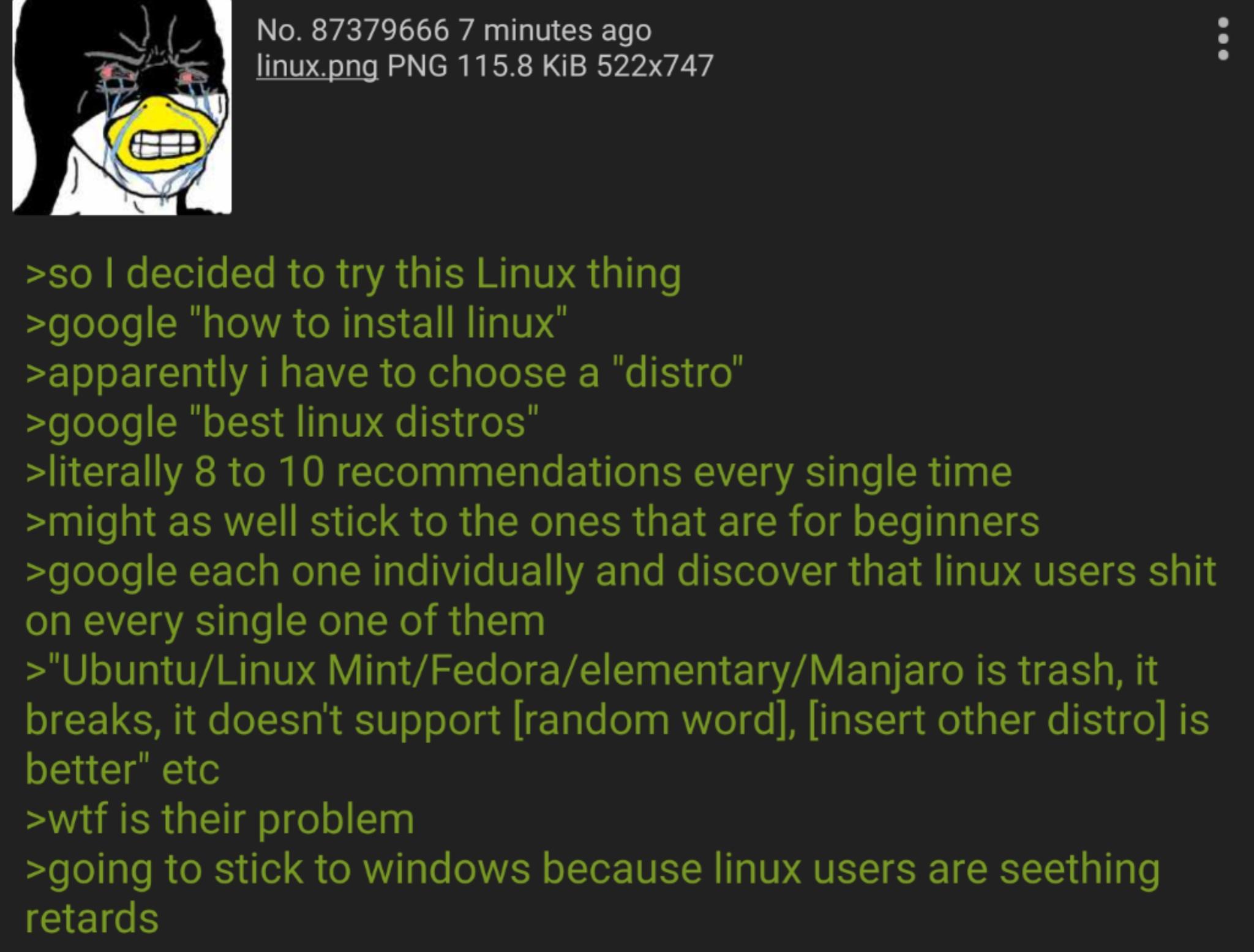 anon hates linux | /r/Greentext | Greentext Stories | Know Your Meme