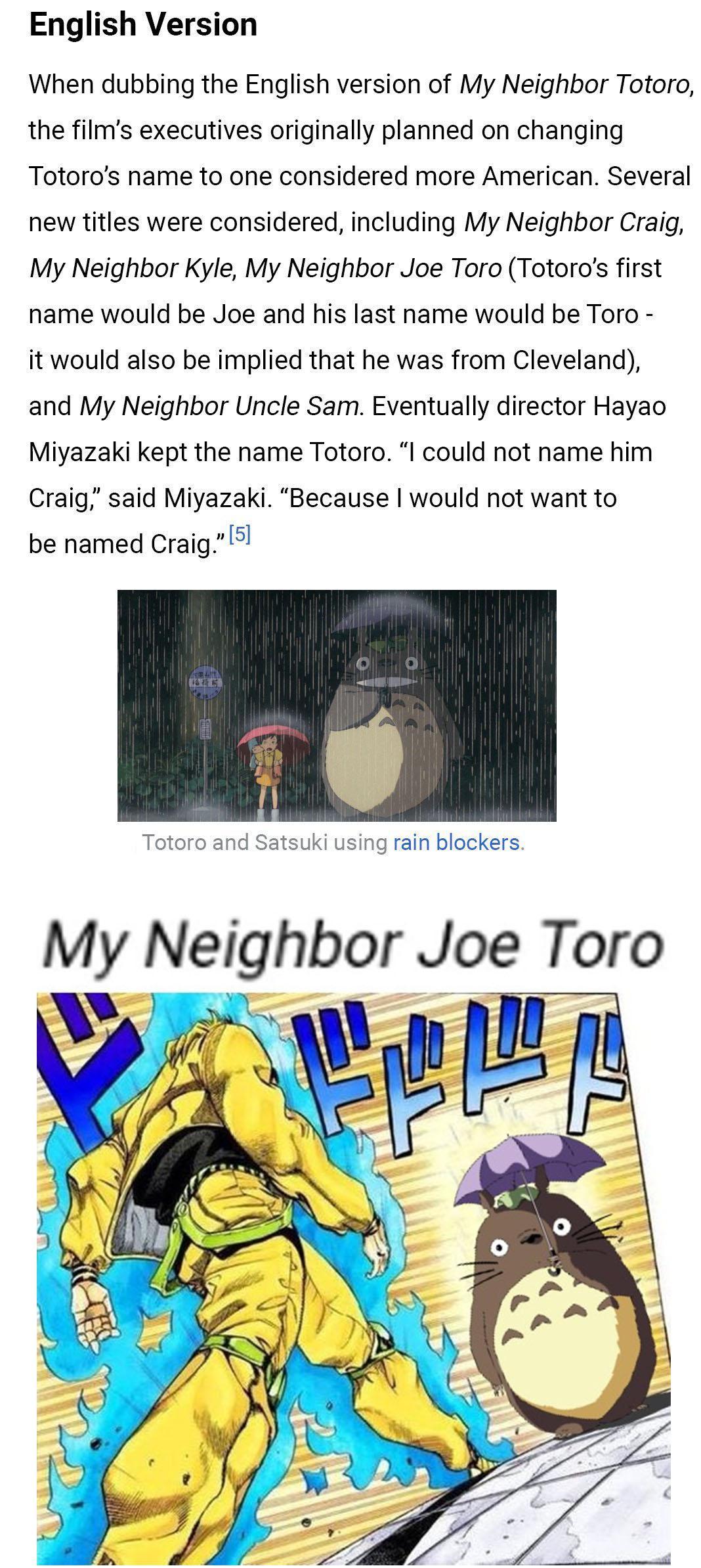 My Neighbor Joe Toro | /r/ShitPostCrusaders/ | JoJo's Bizarre Adventure ...
