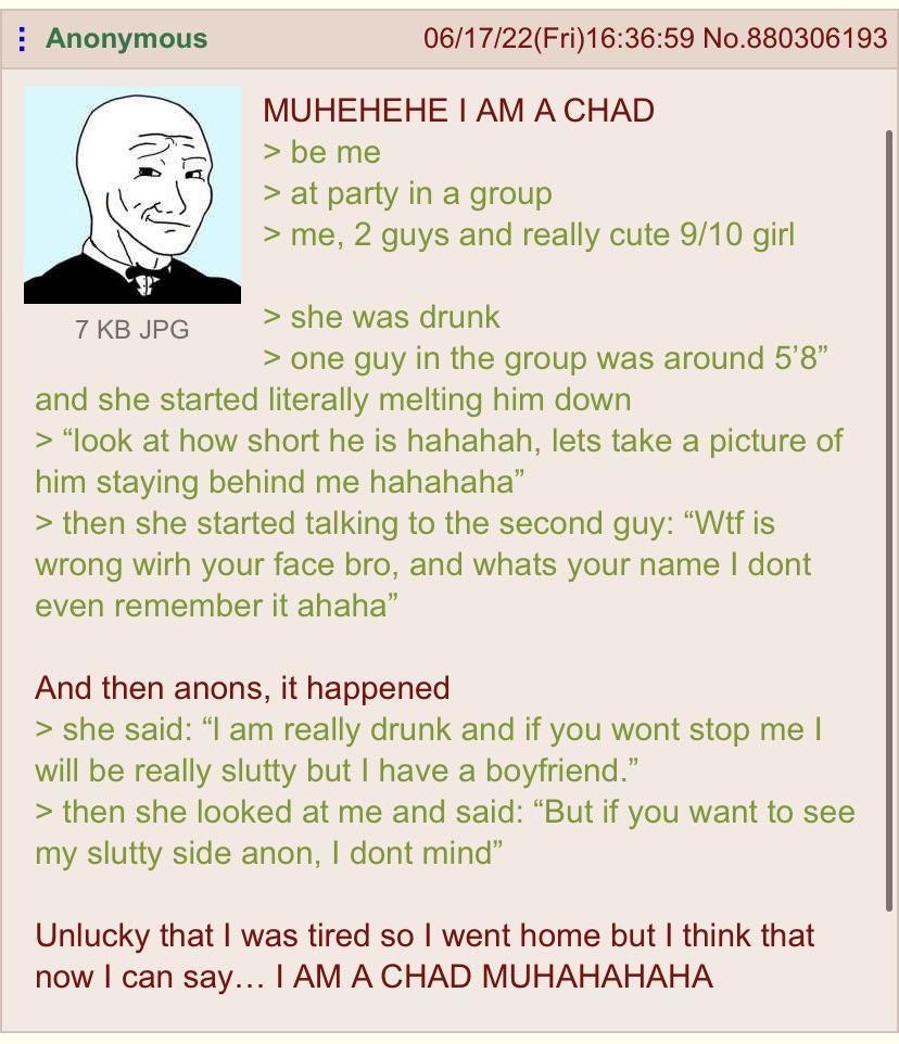 Anon is a CHAD MUHEHE | /r/Greentext | Greentext Stories | Know Your Meme