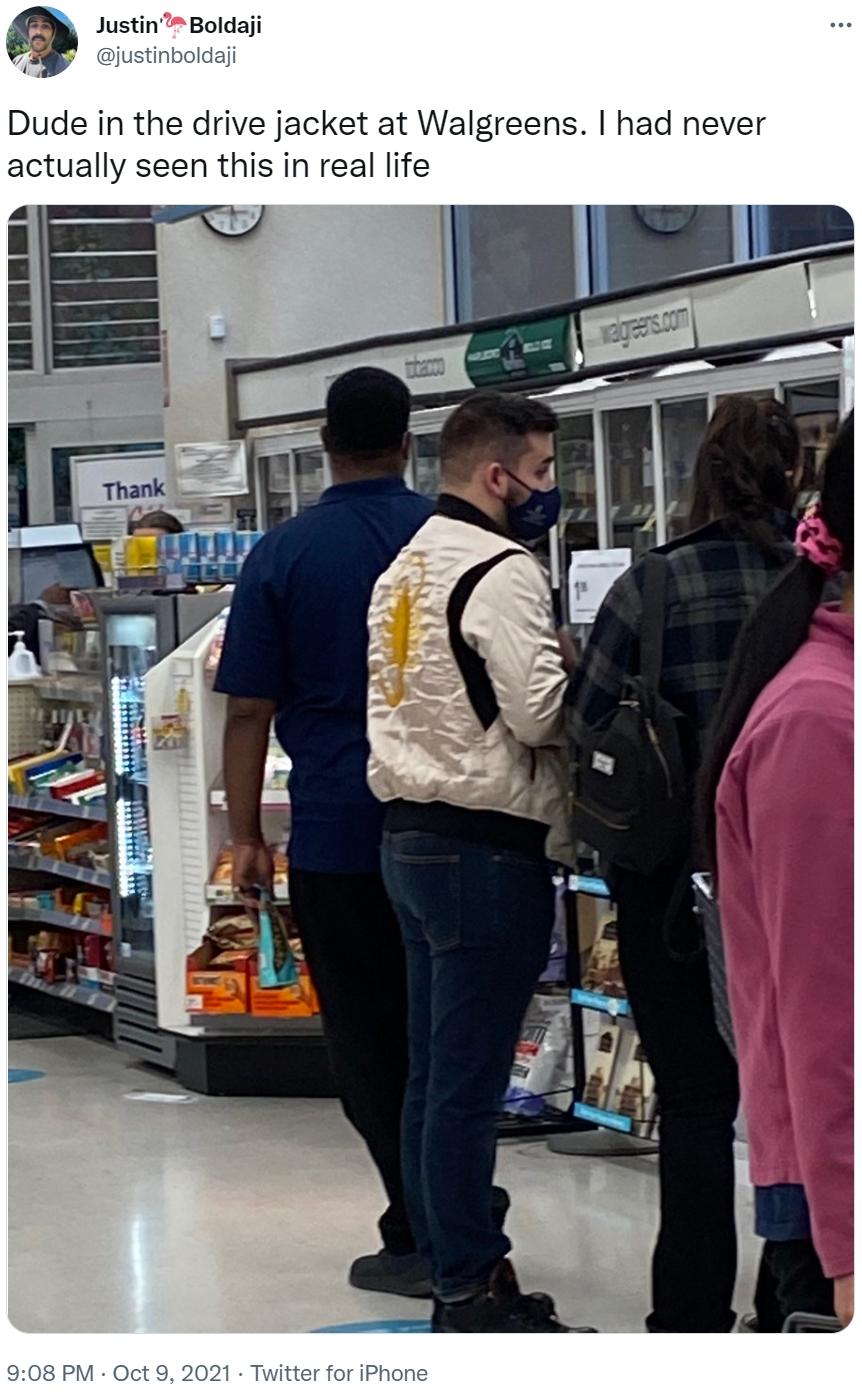 The Driver Spotted at Walgreens | Drive Jacket | Know Your Meme
