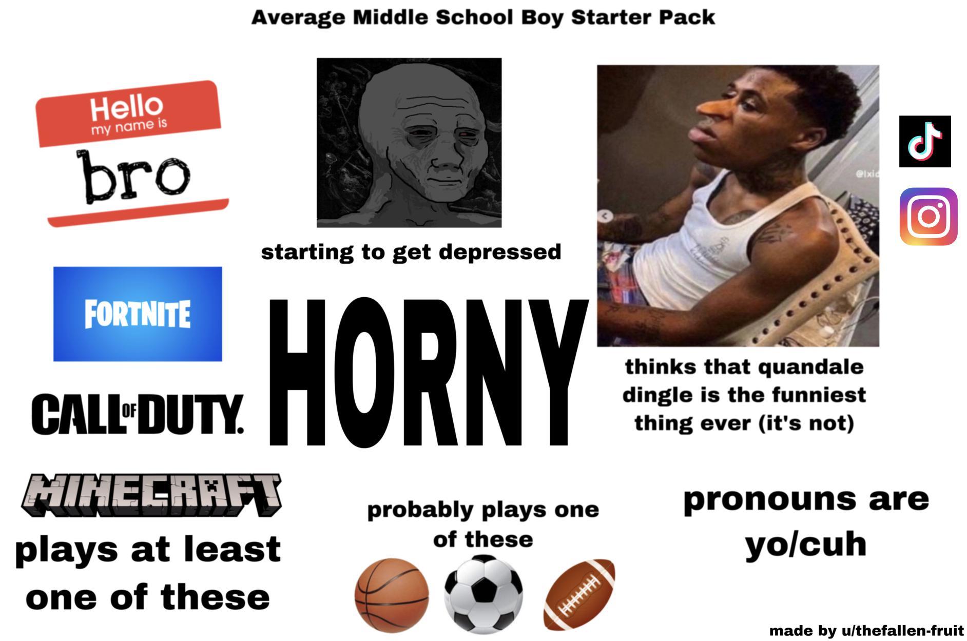Average Middle School Boy Starter Pack | /r/starterpacks | Starter ...