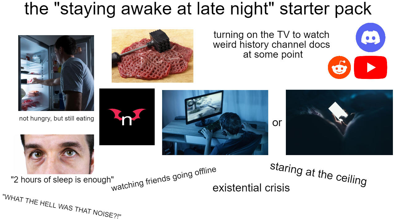 the "staying awake at late night" starter pack | /r/starterpacks ...