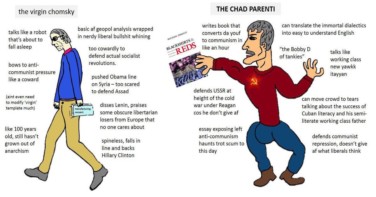 The Virgin Chomsky vs The Chad Parenti | Communism | Know Your Meme