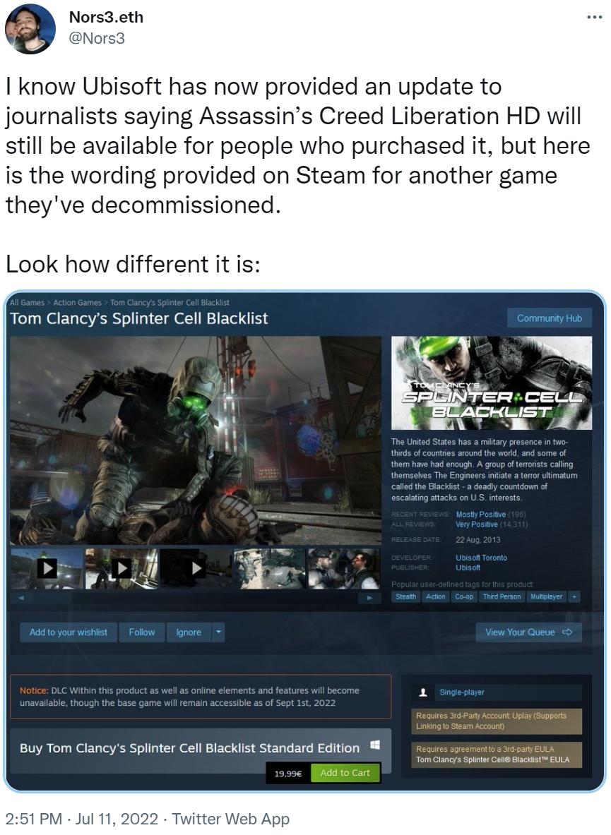 "here is the wording provided on Steam for another game they've ...