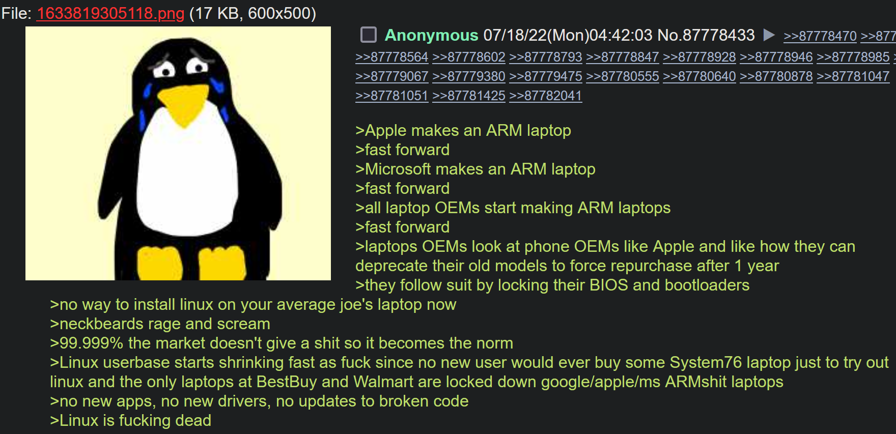 Anon is worried about Linux | /r/Greentext | Greentext Stories | Know ...