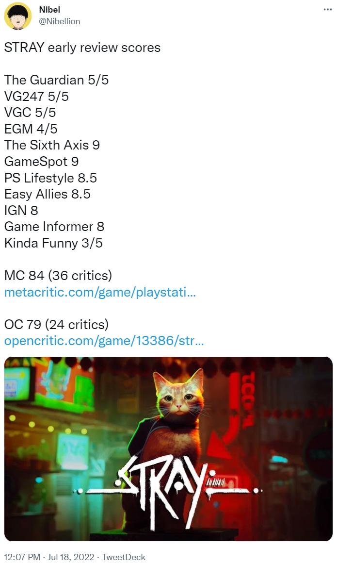 STRAY early review scores | Stray (Video Game) | Know Your Meme