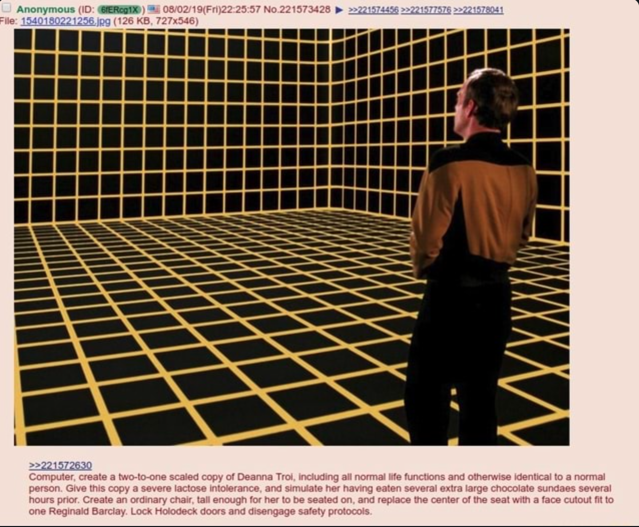Funvizeo | Lt. Reginald Barclay On The Holodeck / Computer I Want You To X | Know Your Meme