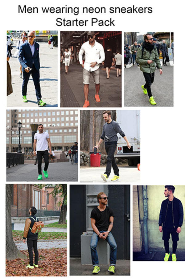 Men wearing neon sneakers Starter Pack | /r/starterpacks | Starter ...