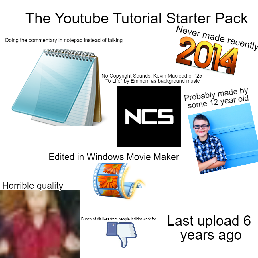 Crappy Youtube Tutorial starter pack | /r/starterpacks | Starter Packs ...