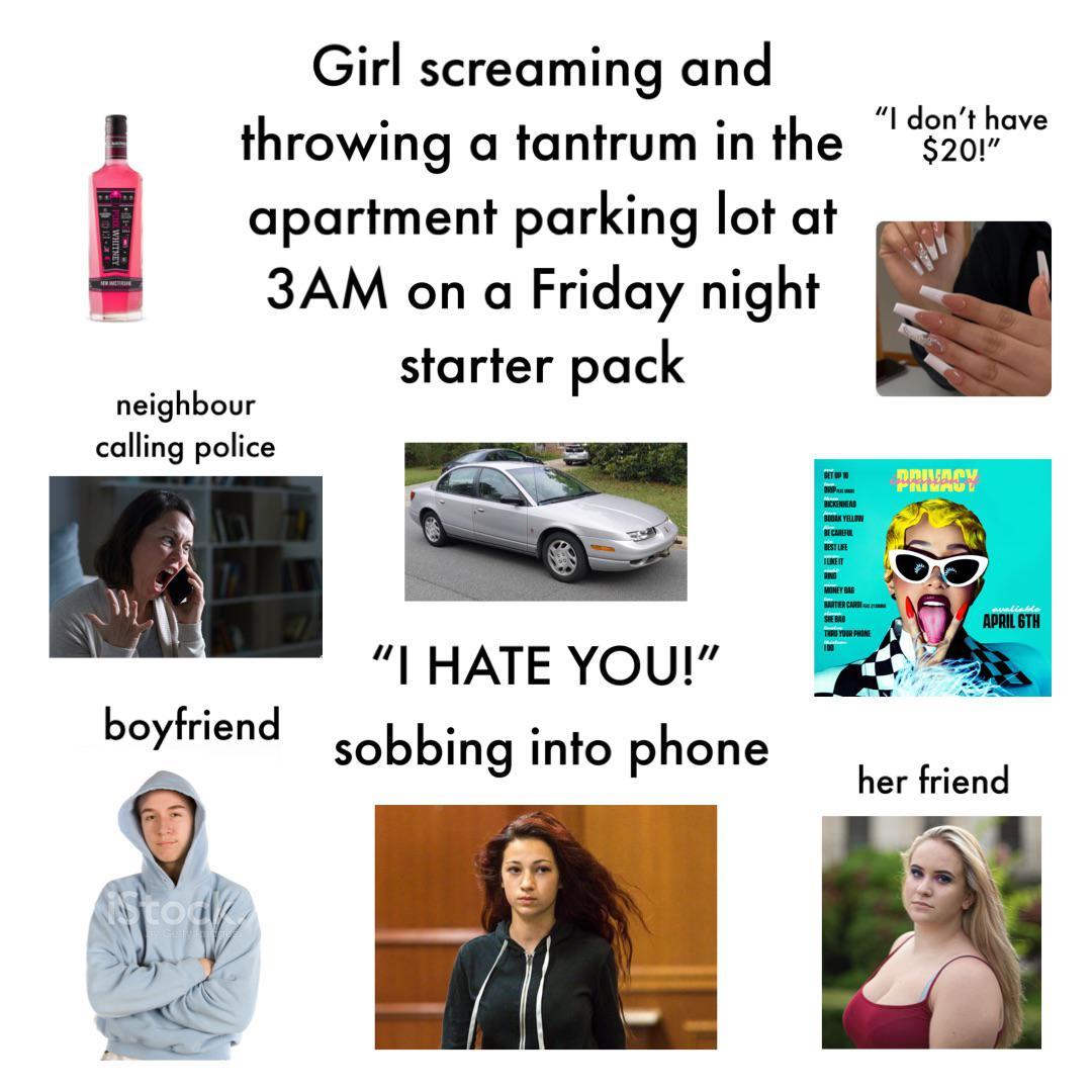 Girl screaming and throwing a tantrum in the apartment parking lot at ...