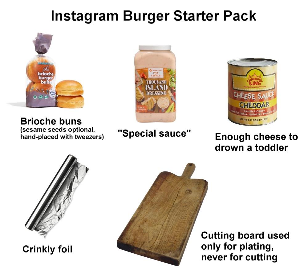 Instagram burger starter pack | /r/starterpacks | Starter Packs | Know Your Meme