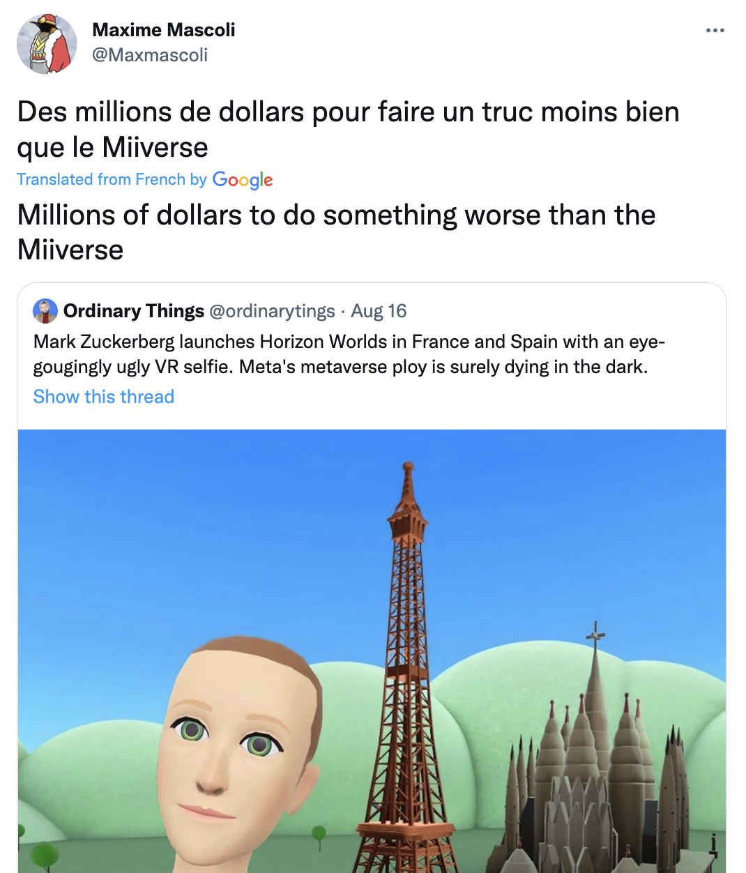 Horizon Worlds In France Meme | Mark Zuckerberg's Metaverse Avatar ...