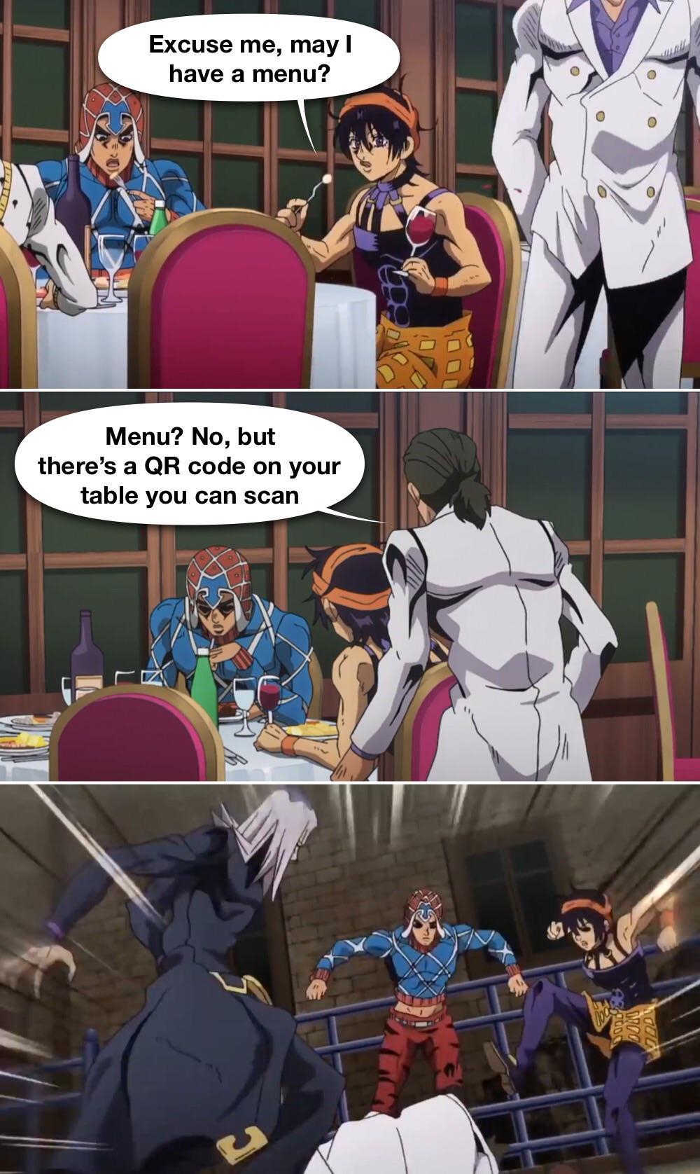I hate looking at menus on my phone | /r/ShitPostCrusaders/ | JoJo's ...