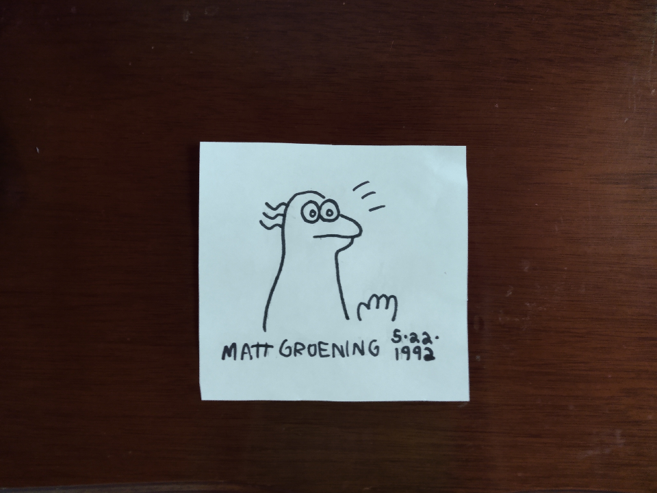 Signed sketch by Matt Groening from 1992! | Gumbly / Graggle Simpson ...