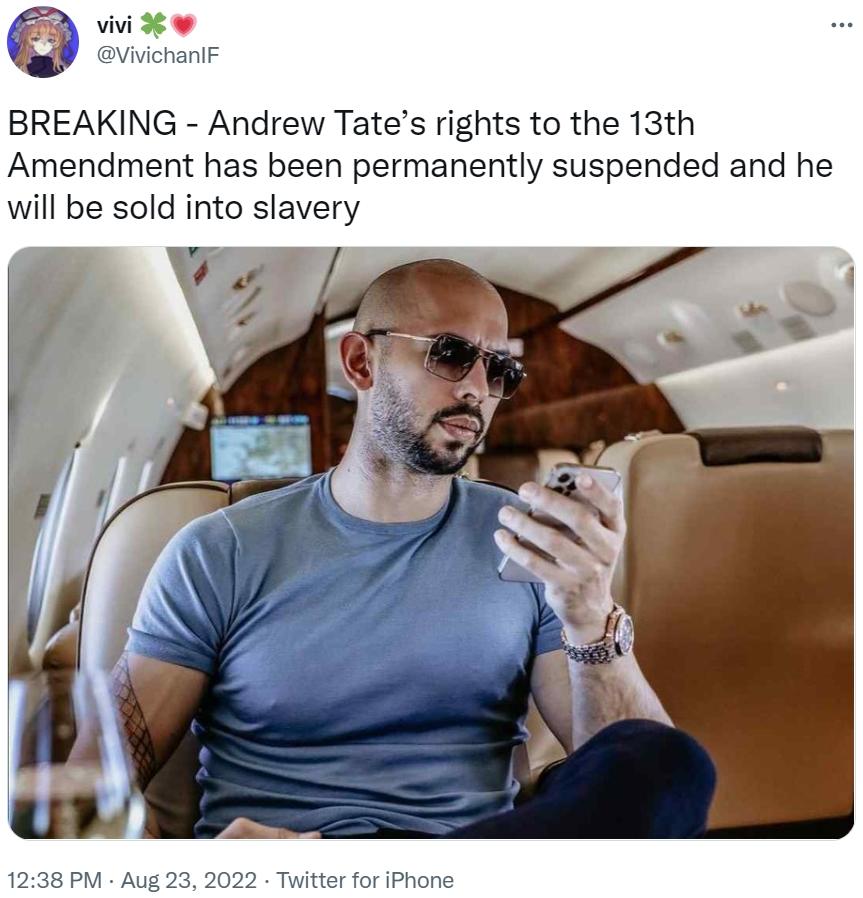 BREAKING - Andrew Tate’s rights to the 13th Amendment has been ...