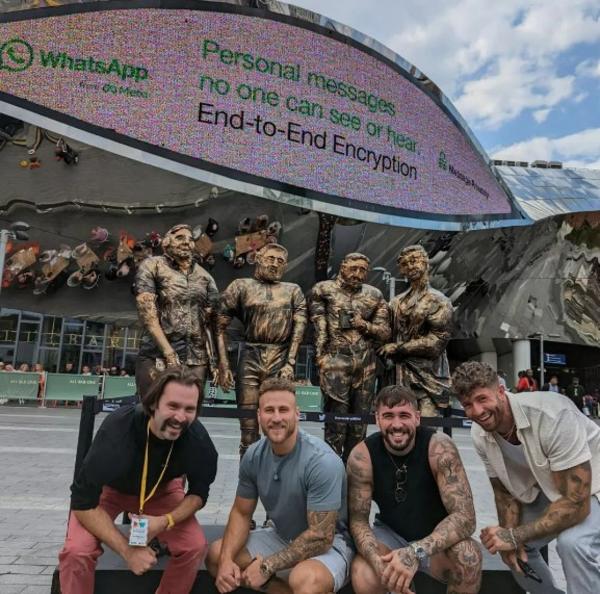 Four Lads statue posing with the lads and the artist | Four Lads In ...