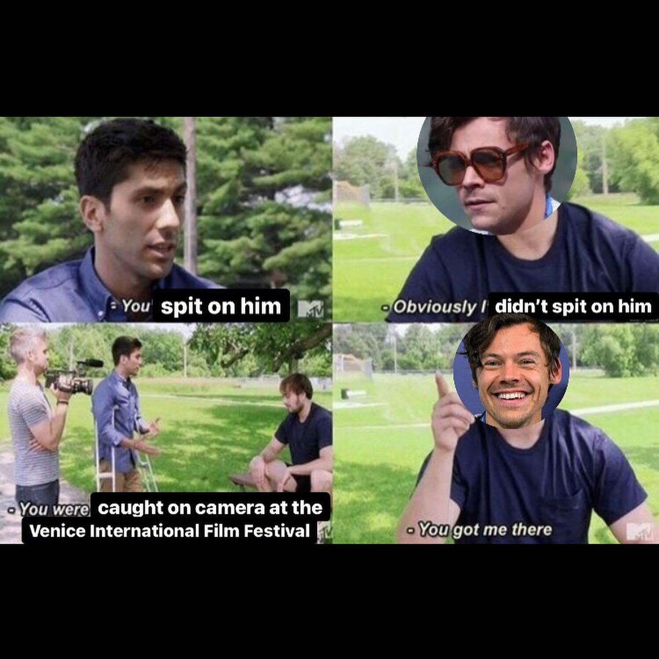 Harry Styles Chris Pine Spit Meme | Harry Styles Spit On Chris Pine ...