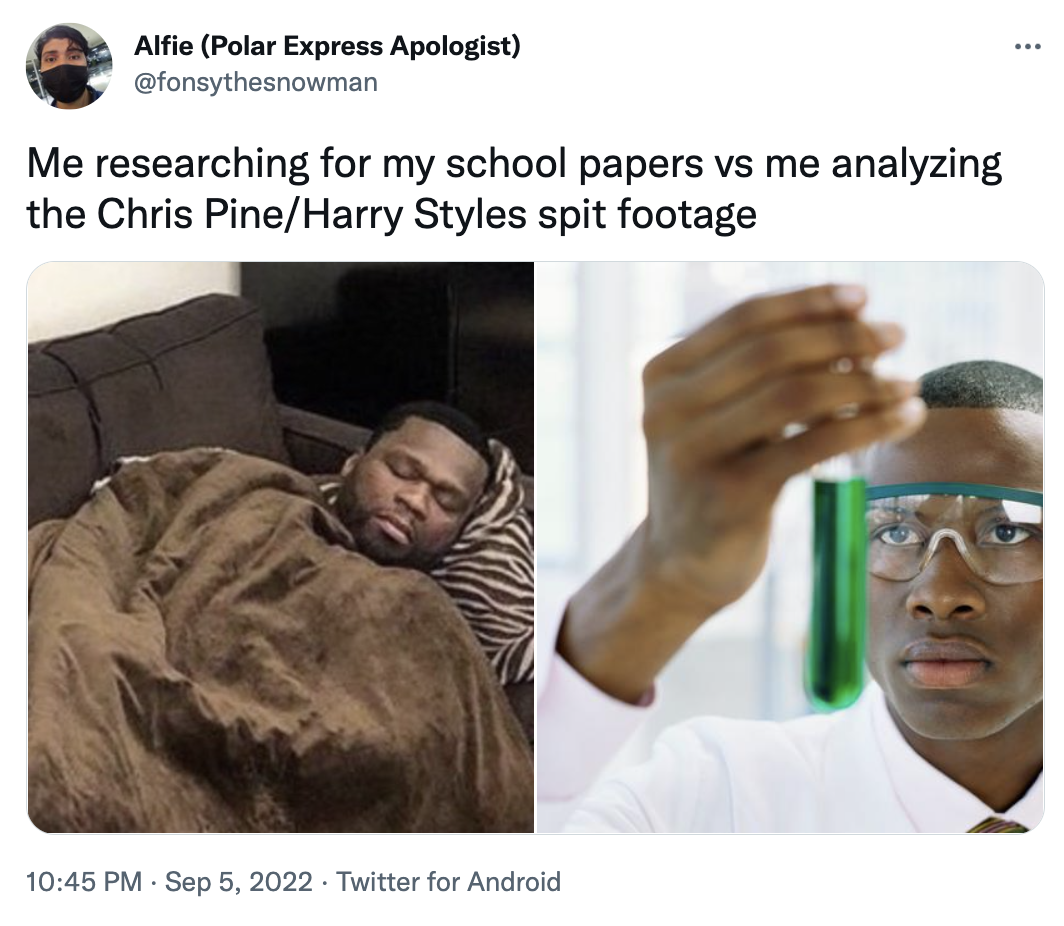 Harry Styles Chris Pine Spit Meme | Harry Styles Spit On Chris Pine ...