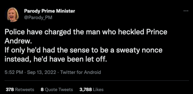 prince andrew heckler arrested | Prince Andrew Is A Sweaty Nonce | Know ...