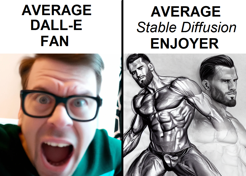 Average DALL-E Fan vs. Average Stable Diffusion Enjoyer | Stable Diffusion | Know Your Meme